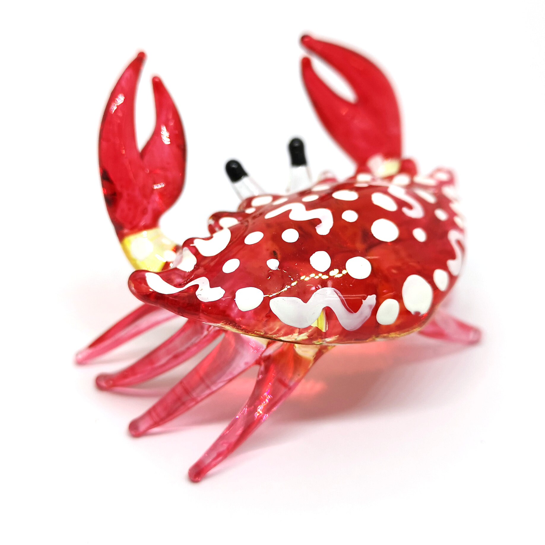 Hand Blown Glass Crab Figurine: Red Coastal Decor, Spirit Animal Gift ...
