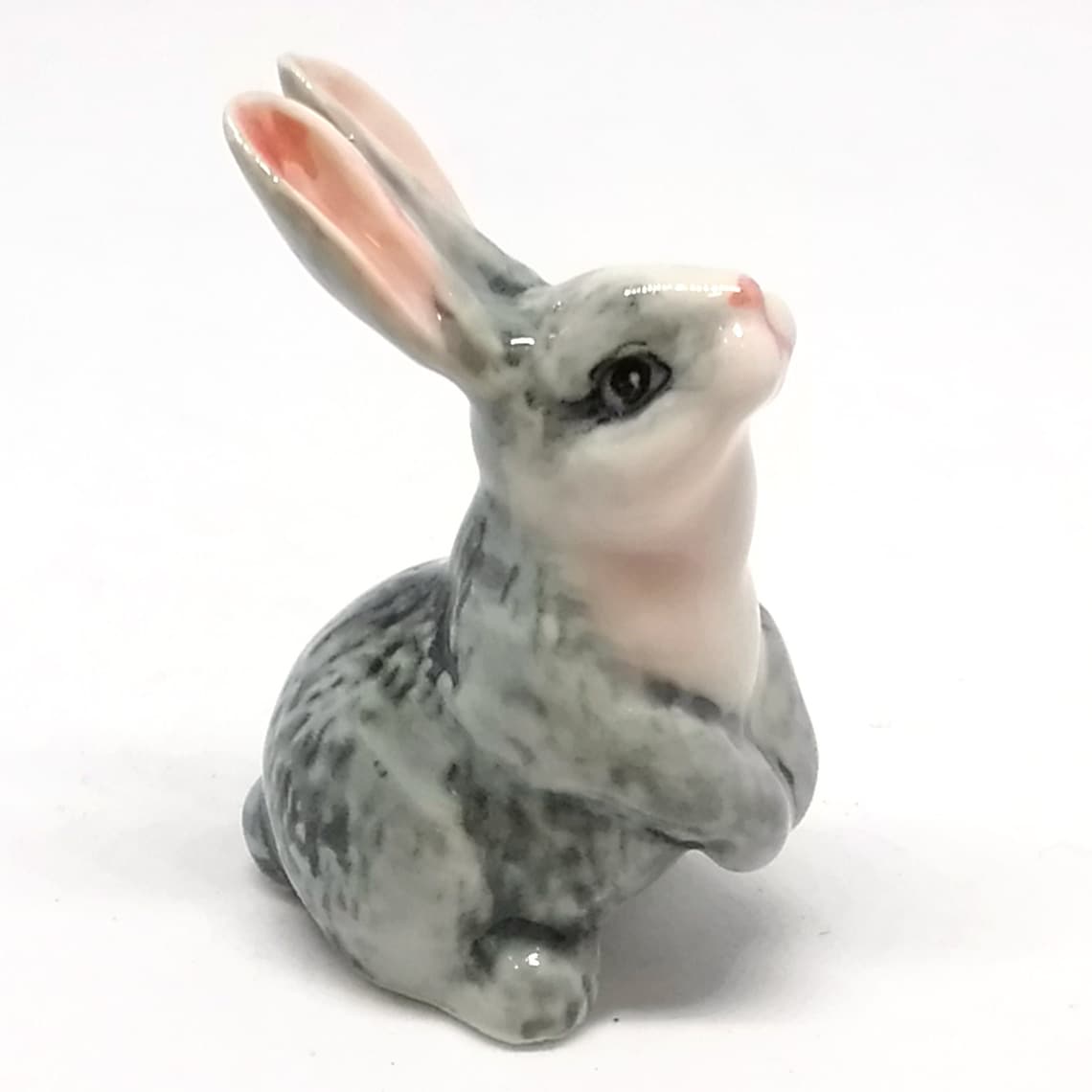 Porcelain Rabbit Bunny Figurine Gray Hand Painted Ceramic - Etsy