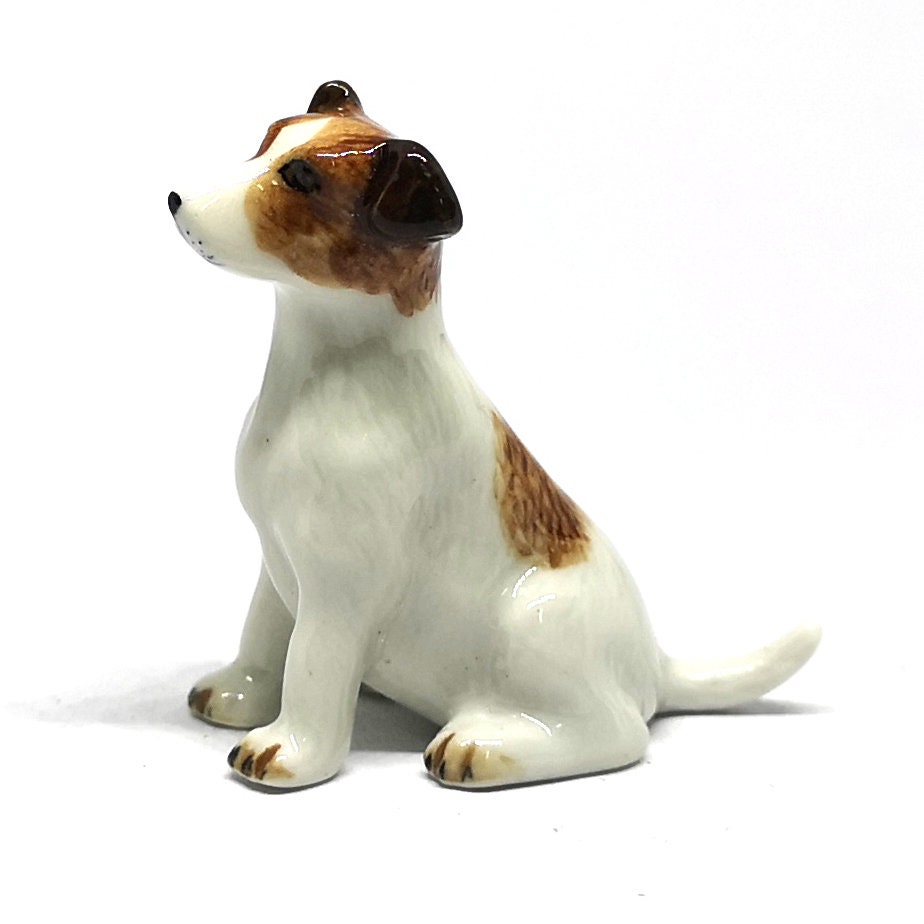 Ceramic Jack Russell Terrier Figurine Sitting Hand Painted Miniatures ...