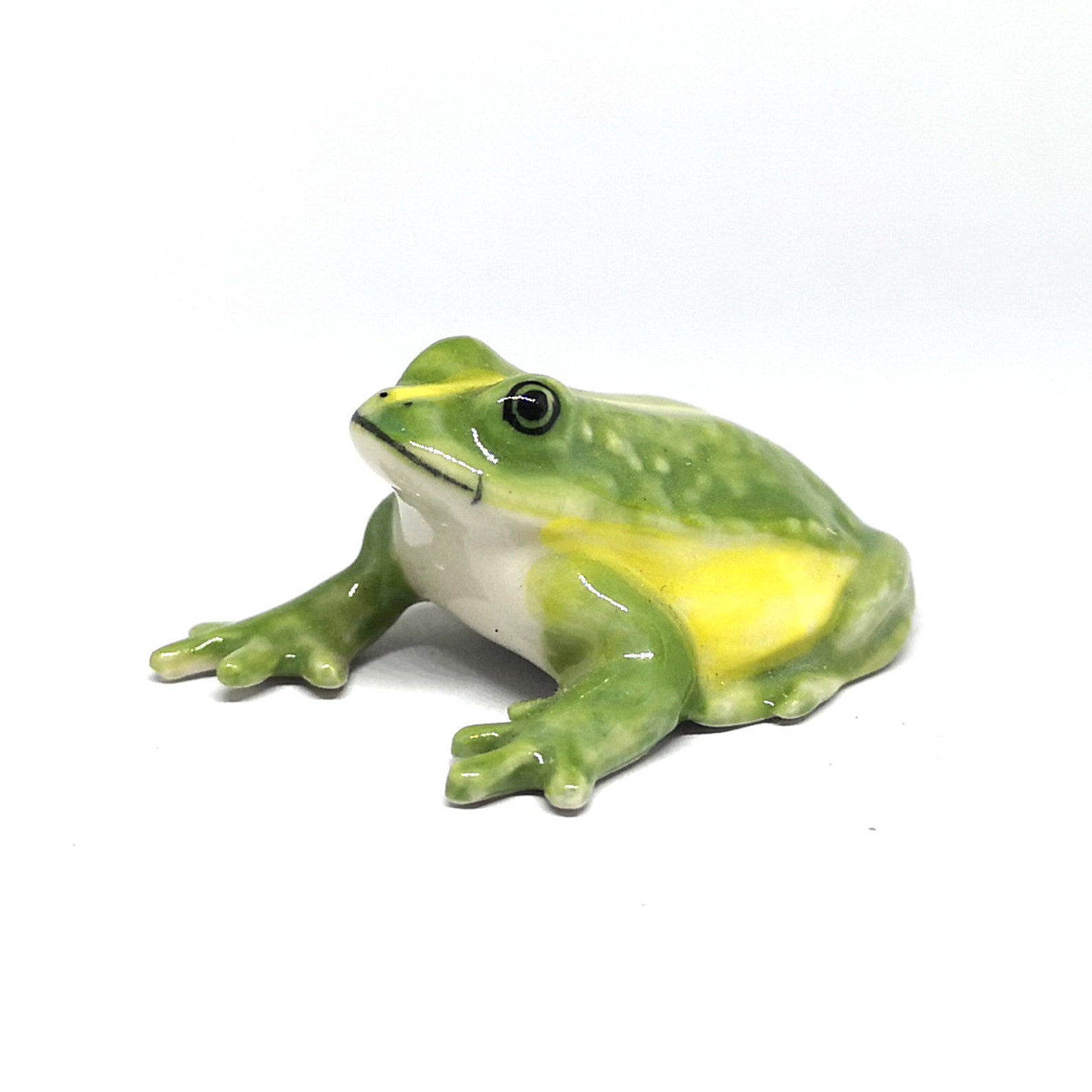 ZOOCRAFT Ceramic Green Frog Figurine Miniatures Craft Collectible ...