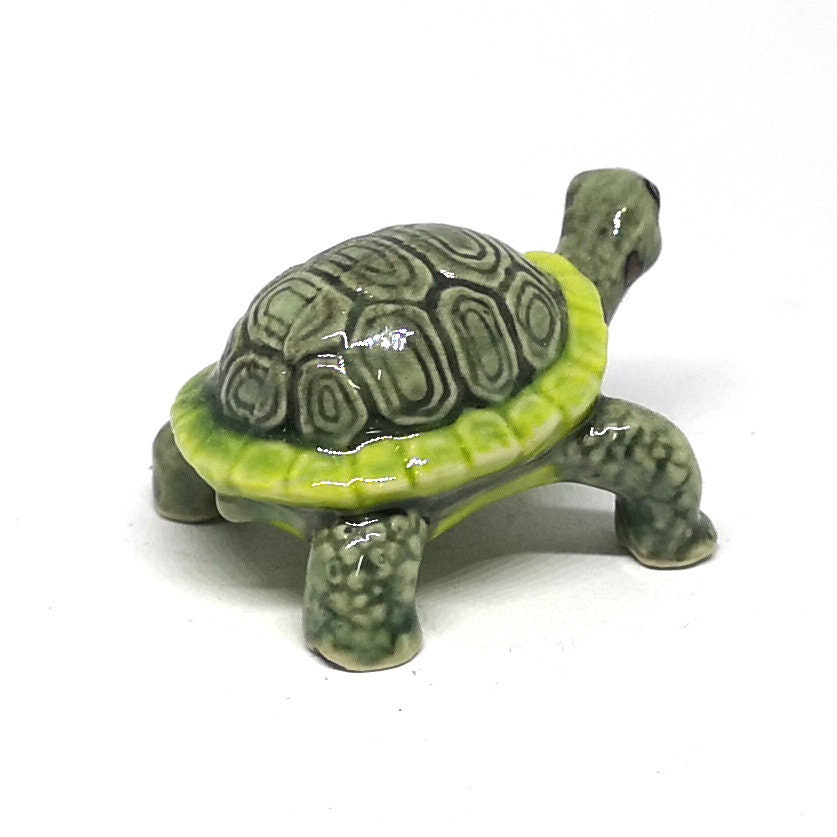 Ceramic Land Tortoise Turtle Figurine Hand Painted Porcelain Miniatures ...