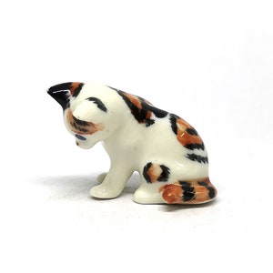 ZOOCRAFT Ceramic Figurine Dollhouse Miniature Handmade Calico Cat ...
