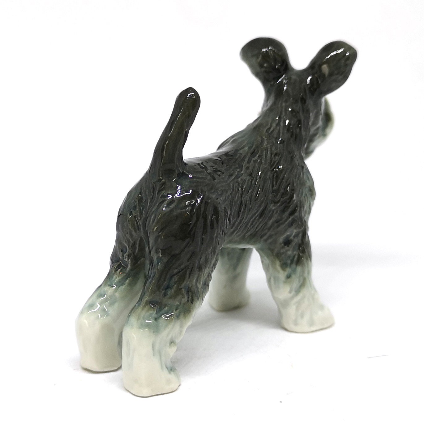 ZOOCRAFT Miniatures Collectible Ceramic Schnauzer Dog Figurine Animals ...