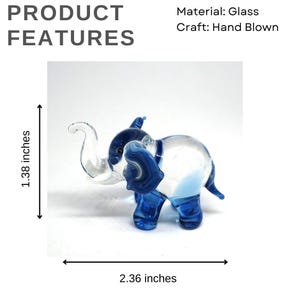 Handcrafted Blue Glass Elephant Figurine – Unique Decorative Elephant ...