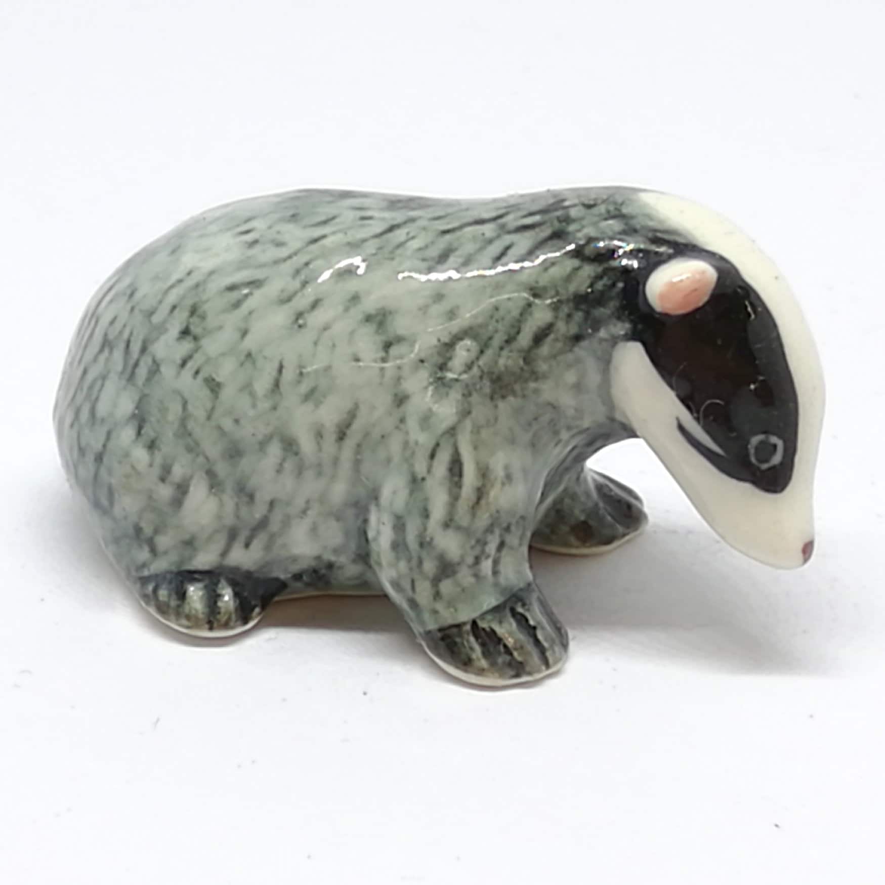 ZOOCRAFT Tiny Ceramic Badger Figurine Craft Miniature | Etsy