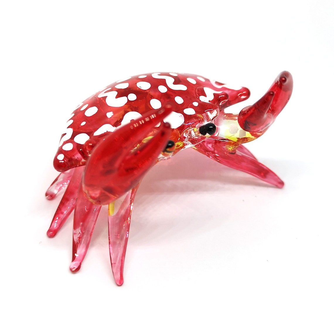 Hand Blown Glass Crab Figurine: Red Coastal Decor, Spirit Animal Gift ...