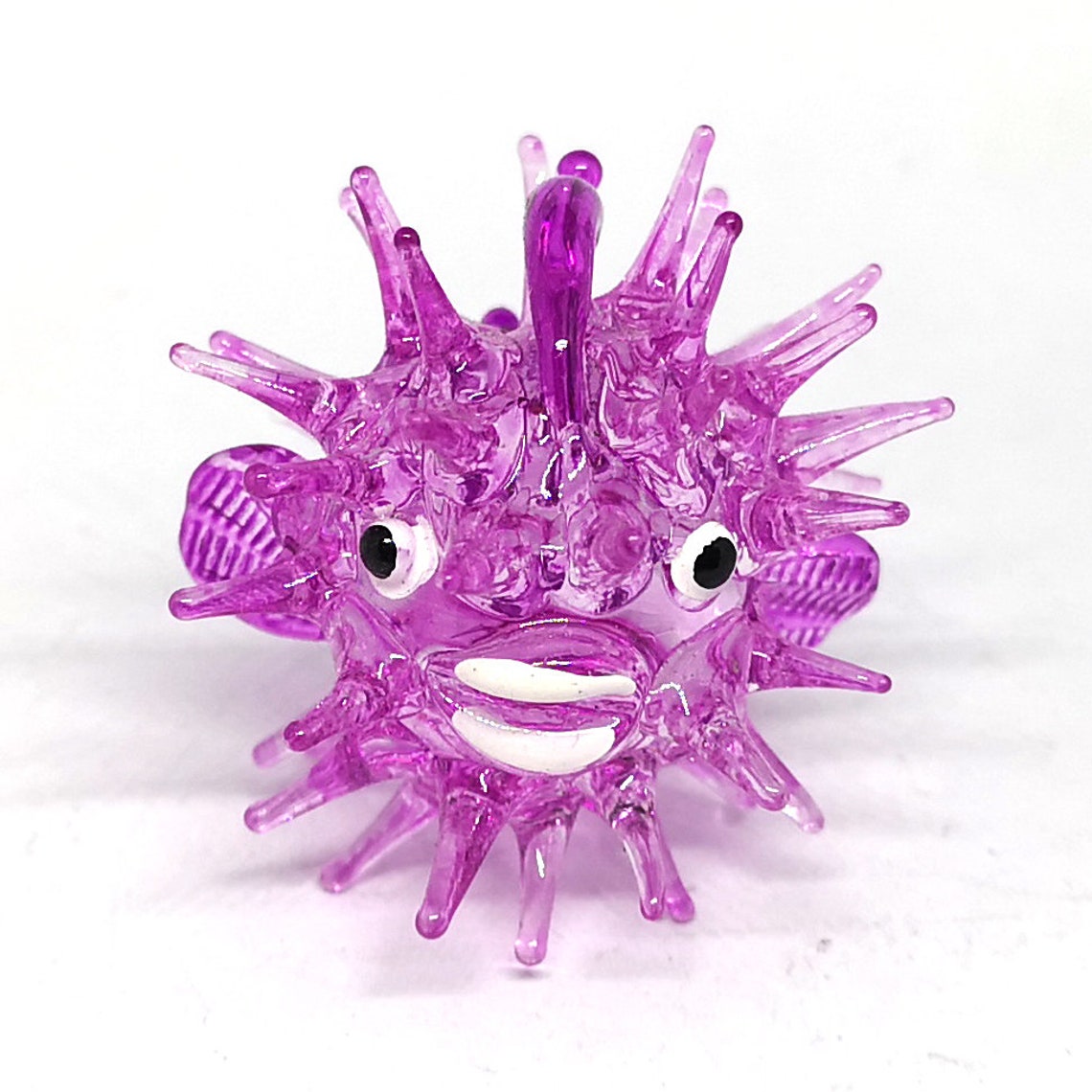 Hand Blown Glass Puffer Fish Figurine: Purple Miniature Sculpture - Etsy