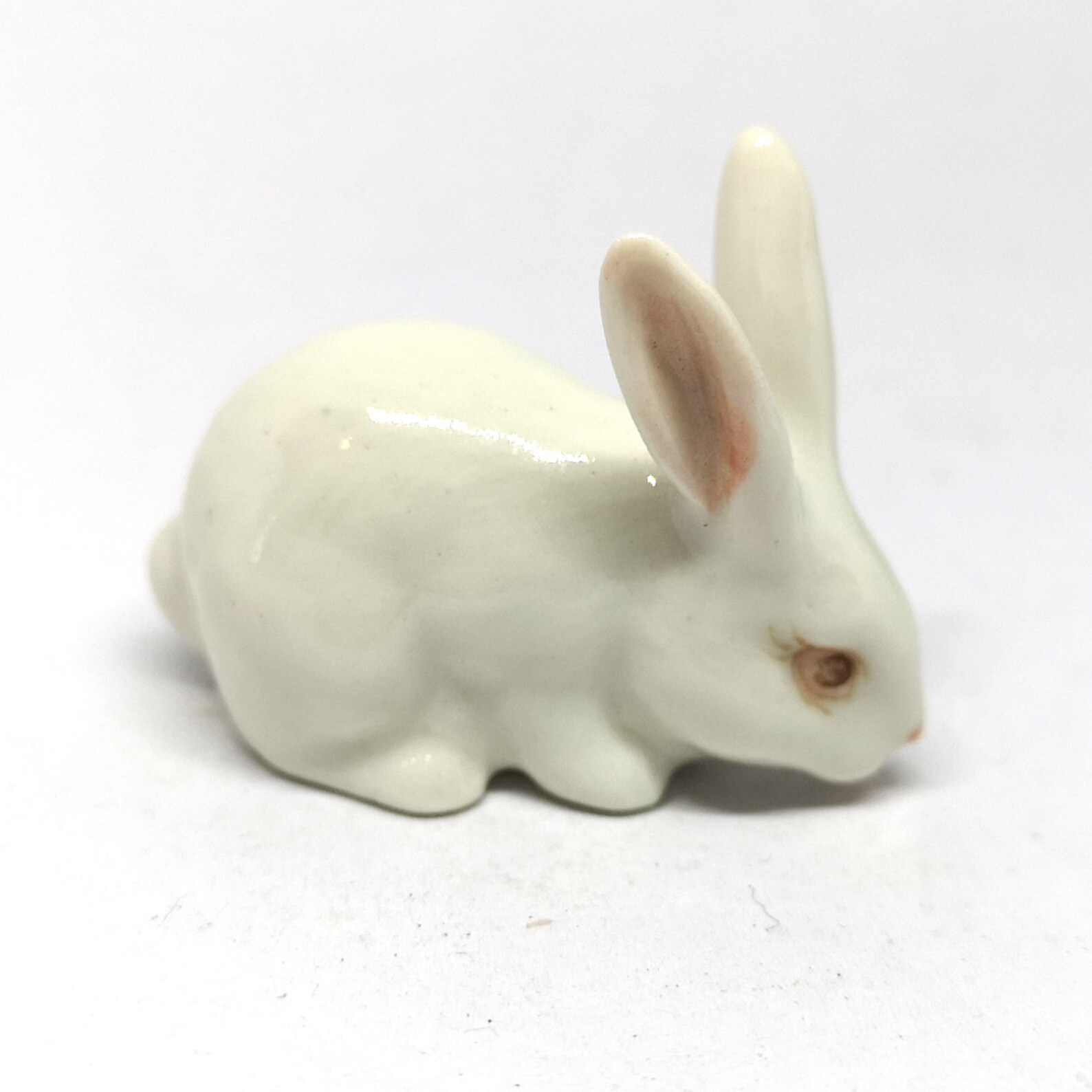 Porcelain Rabbit Bunny Figurine White Hand Painted Ceramic | Etsy
