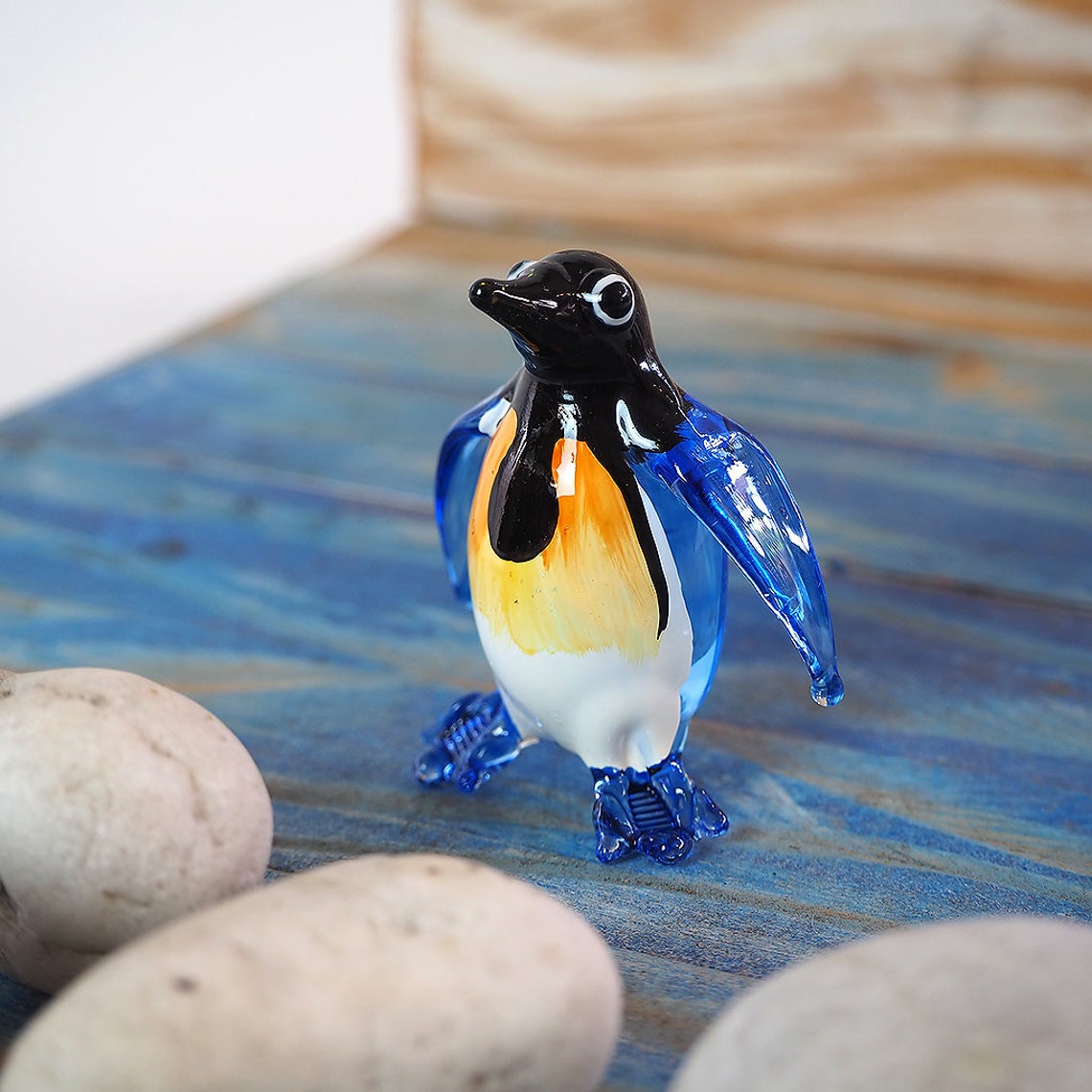 ZOOCRAFT Blown Glass Penguin Figurine Blue Polar Animal | Etsy