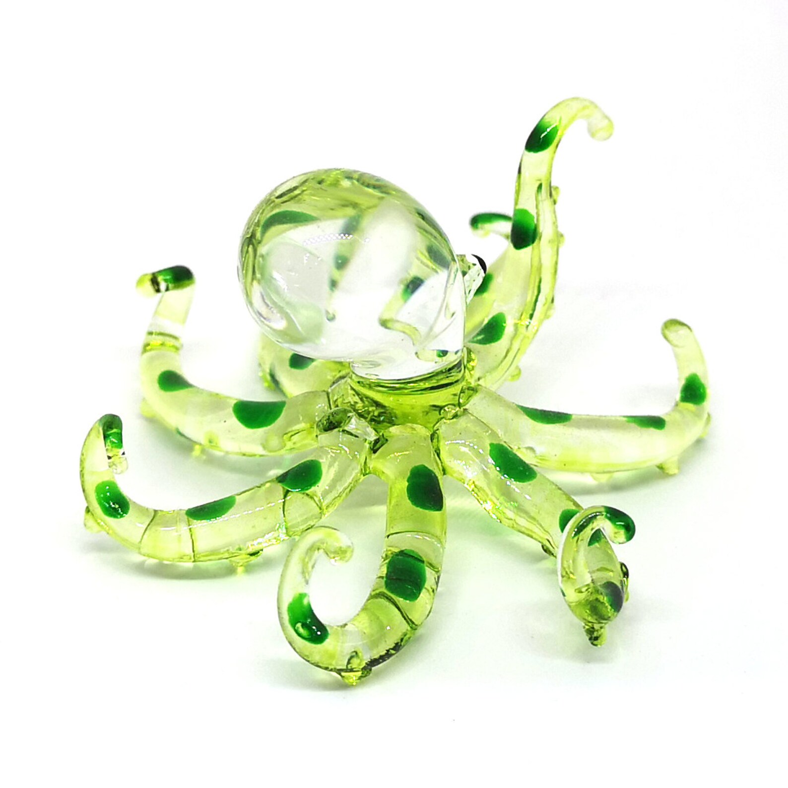 Aquarium Glass Octopus Figurine Green Hand Blown Miniature - Etsy