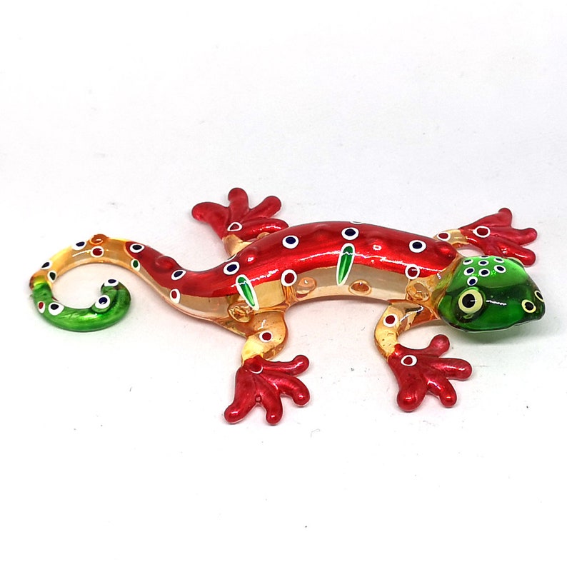 Hand Blown Glass Gecko Figurine Miniature Lizard Animal | Etsy