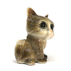 ZOOCRAFT Porcelain Cat Figurine Big Head Hand Painted Ceramic ...