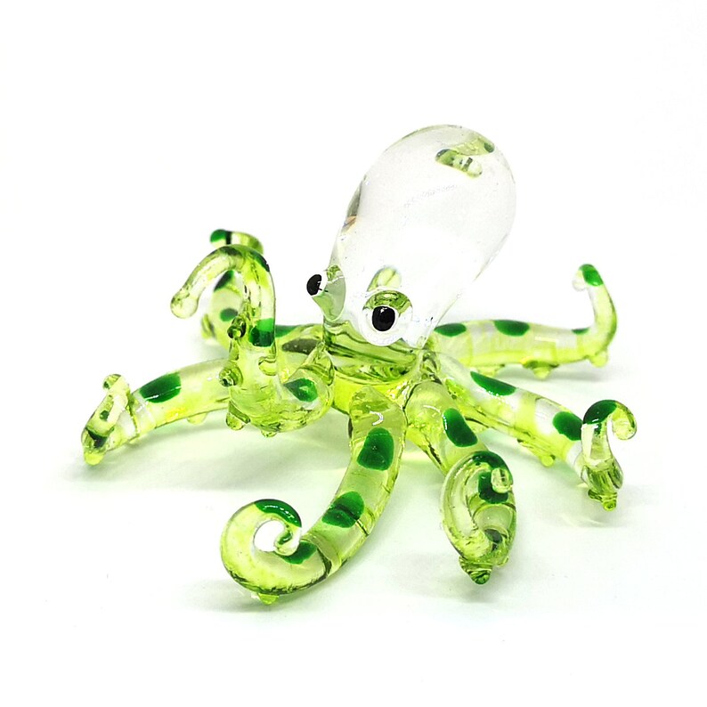 Aquarium Glass Octopus Figurine Green Hand Blown Miniature - Etsy