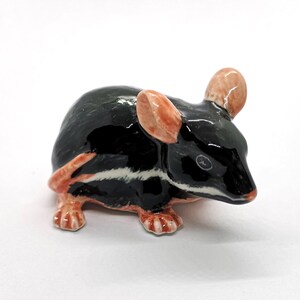 ZOOCRAFT Ceramic Black Rat Mice Figurine Hand Painted Miniature ...