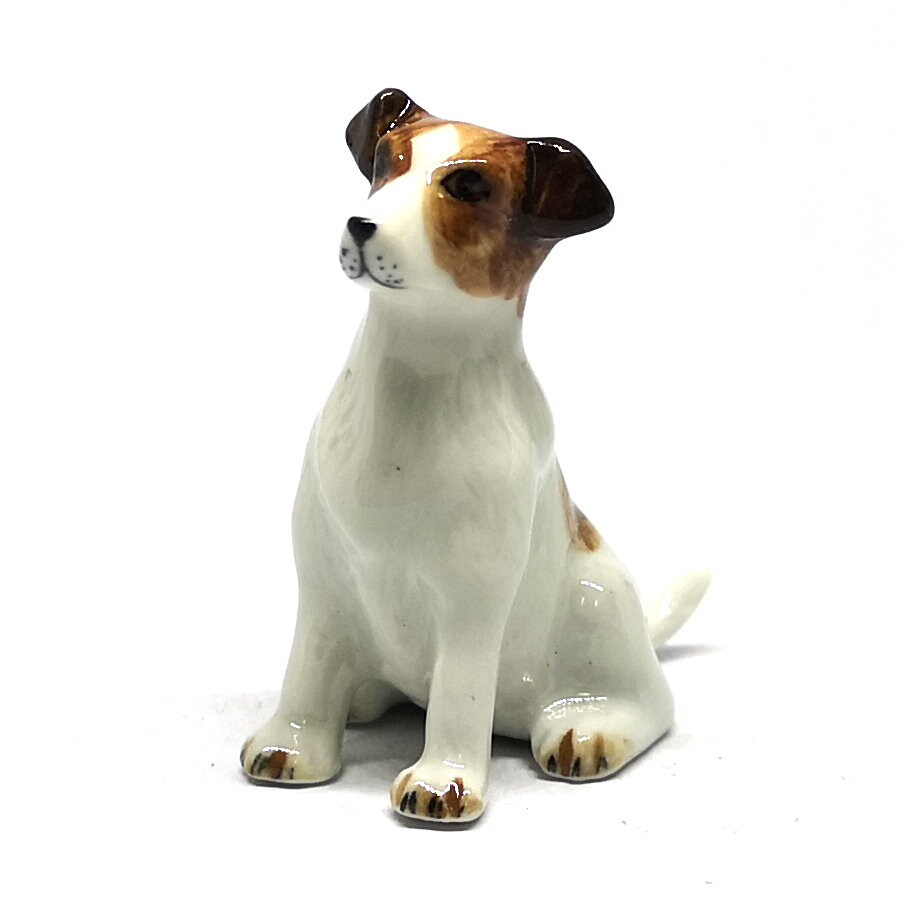 Ceramic Jack Russell Terrier Figurine Sitting Hand Painted Miniatures ...
