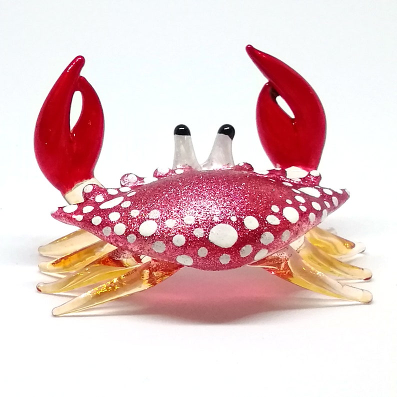 Glass Crab Figurine Red Hand Blown Painted Art Miniature - Etsy