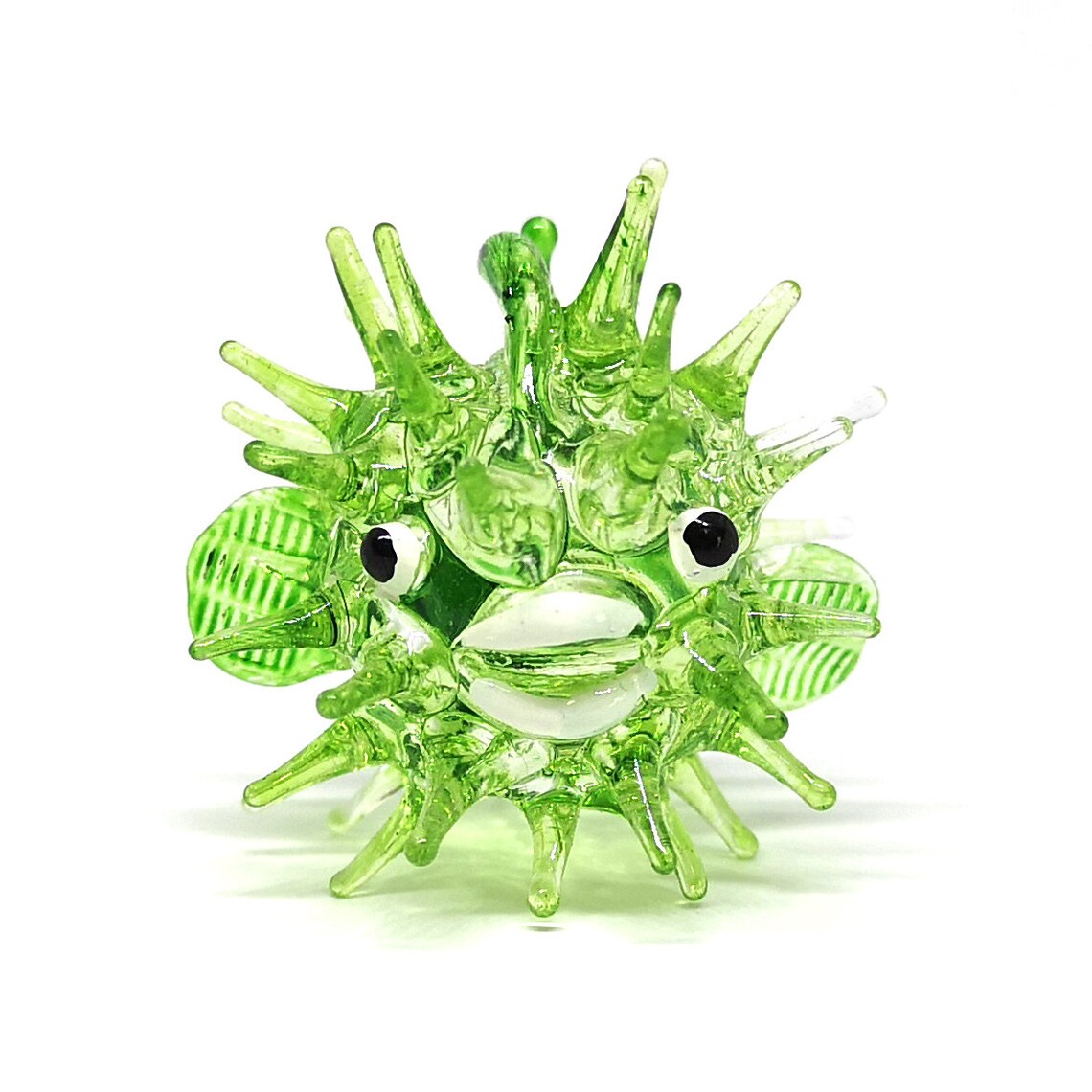 Tiny Glass Green Puffer Fish Figurine Aquarium Miniature - Etsy