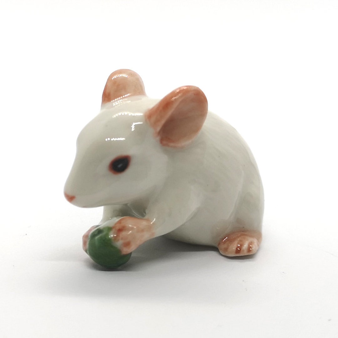 ZOOCRAFT Ceramic White Rat Mice Figurine Hand Painted Miniature ...