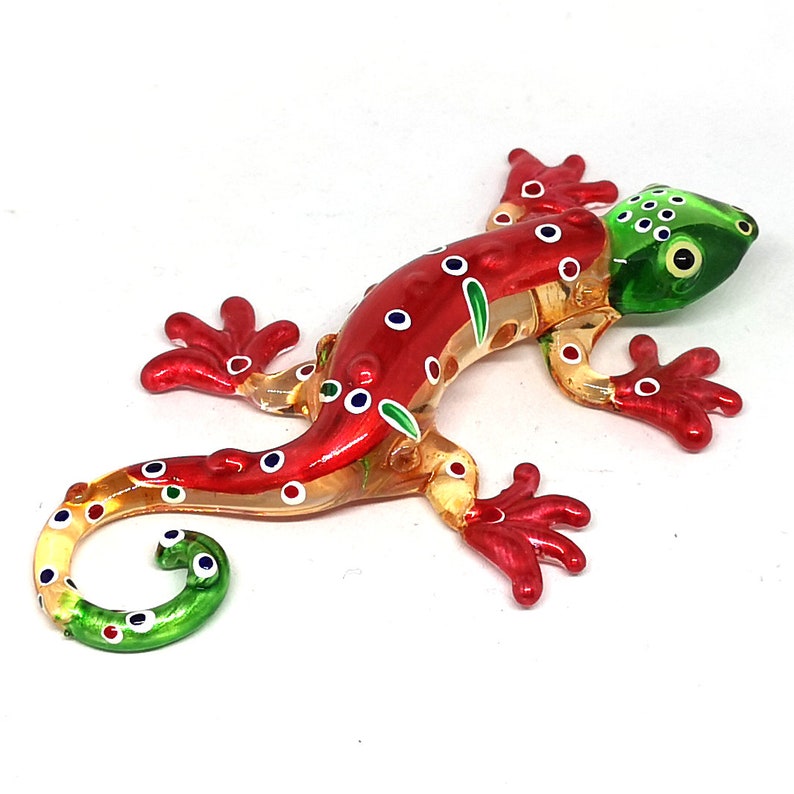 Hand Blown Glass Gecko Figurine Miniature Lizard Animal | Etsy