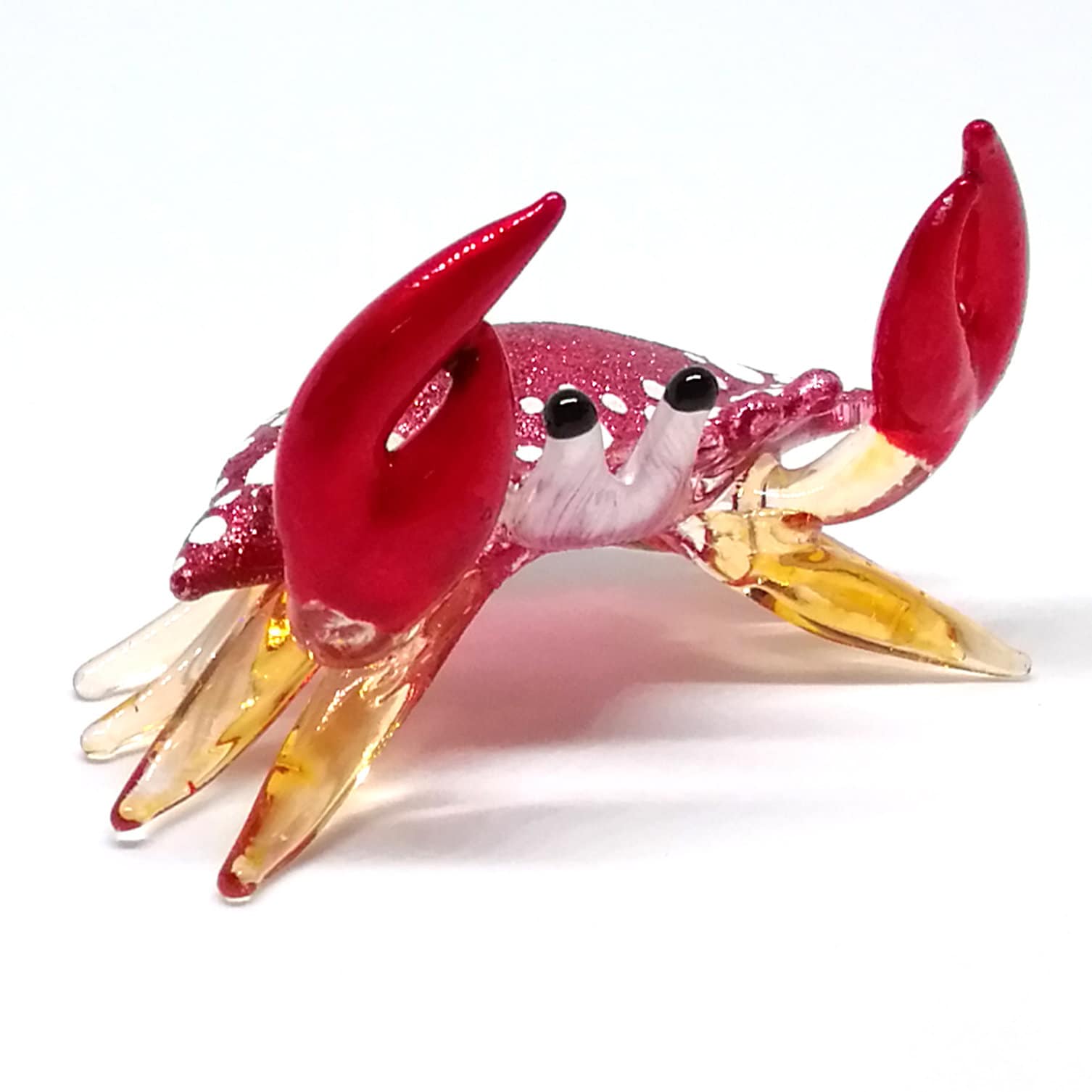 Glass Crab Figurine Red Hand Blown Painted Art Miniature | Etsy