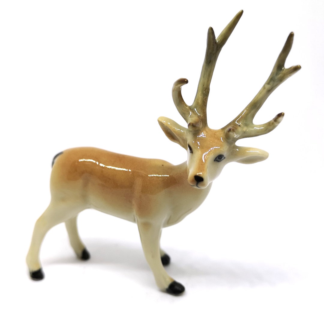 Hand-painted Ceramic Deer Figurine, Miniature Animal Collectible - Etsy