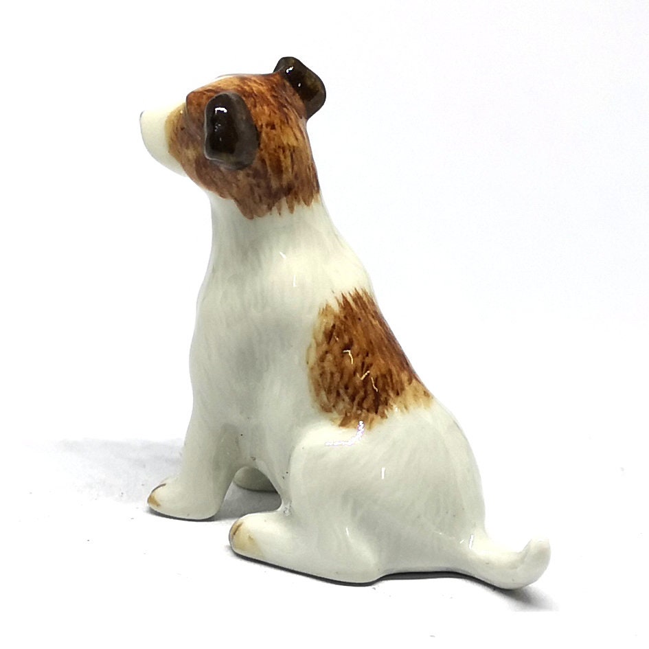 Ceramic Jack Russell Terrier Figurine Sitting Hand Painted Miniatures ...