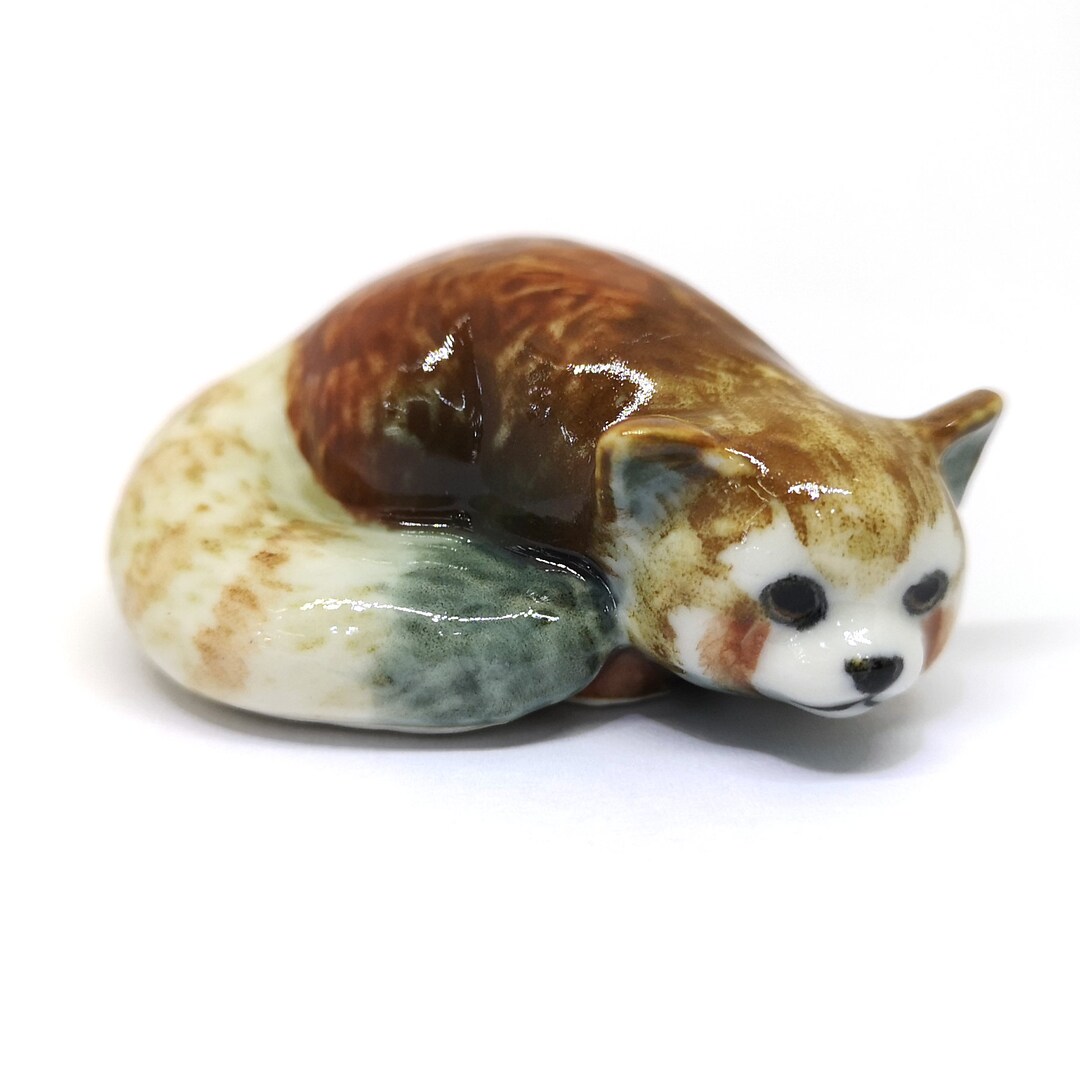 ZOOCRAFT Ceramic Red Panda Figurine Animal Standing Craft Miniature ...