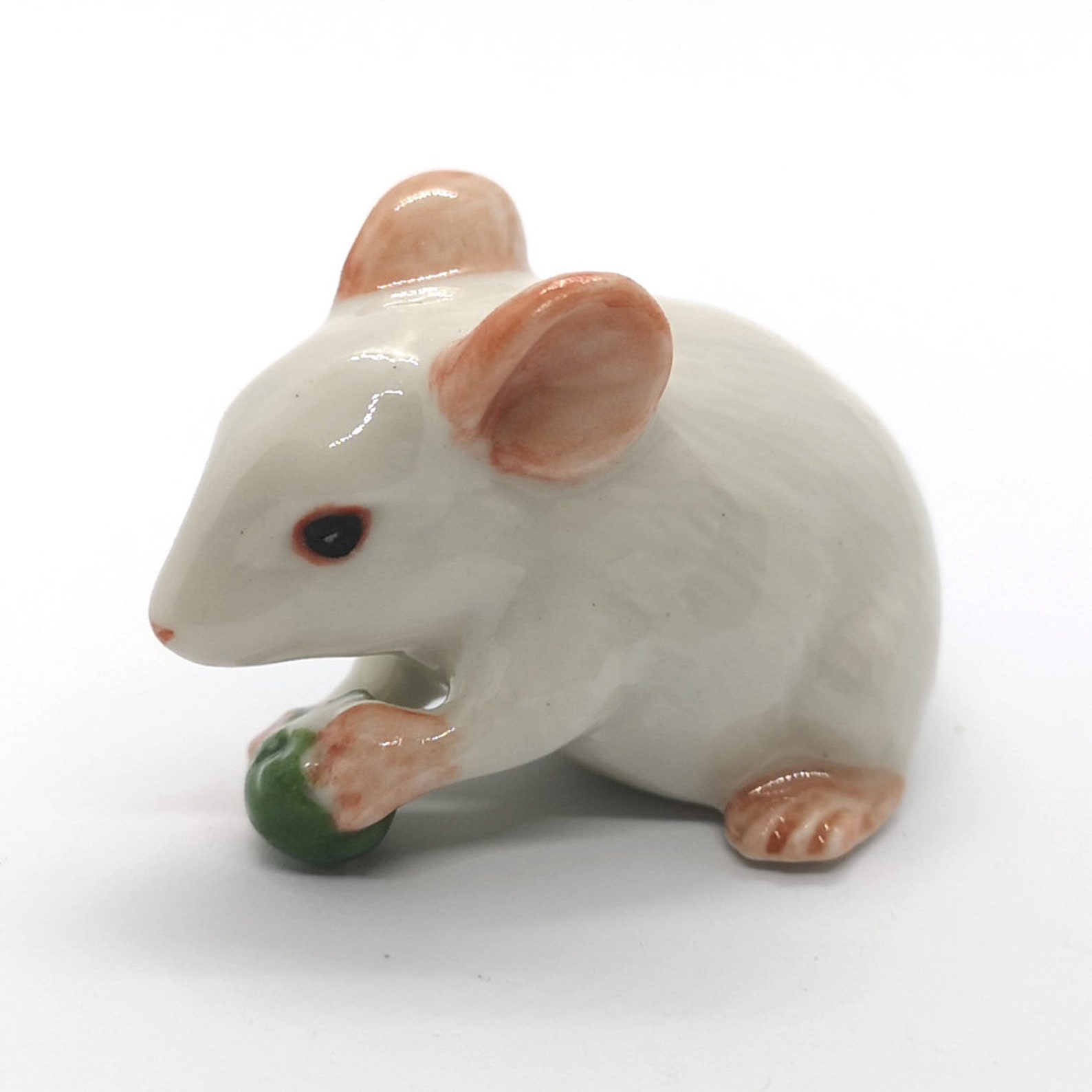 ZOOCRAFT Ceramic White Rat Mice Figurine Hand Painted Miniature ...