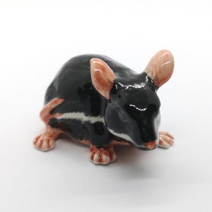 ZOOCRAFT Ceramic Black Rat Mice Figurine Hand Painted Miniature ...