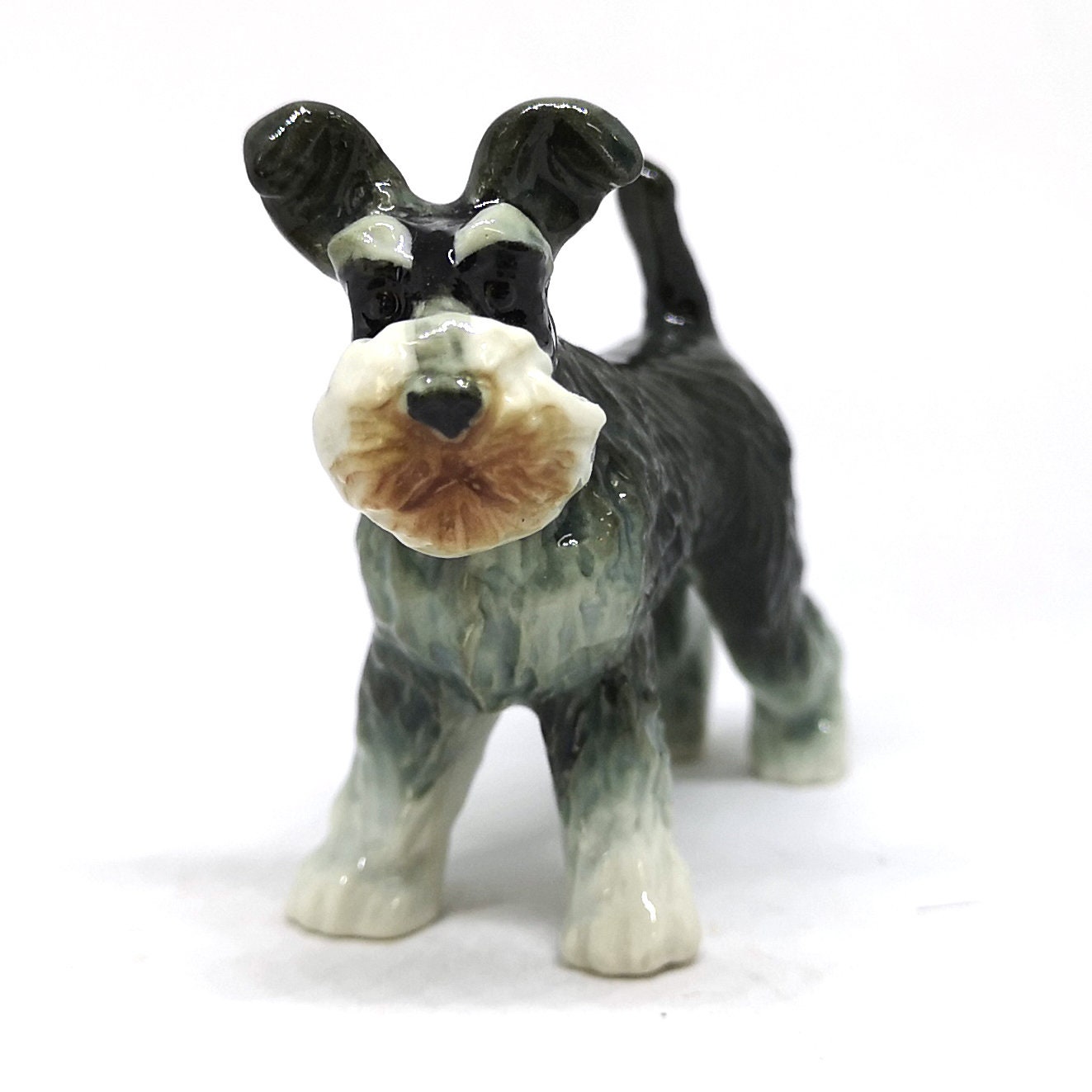 ZOOCRAFT Miniatures Collectible Ceramic Schnauzer Dog Figurine Animals ...