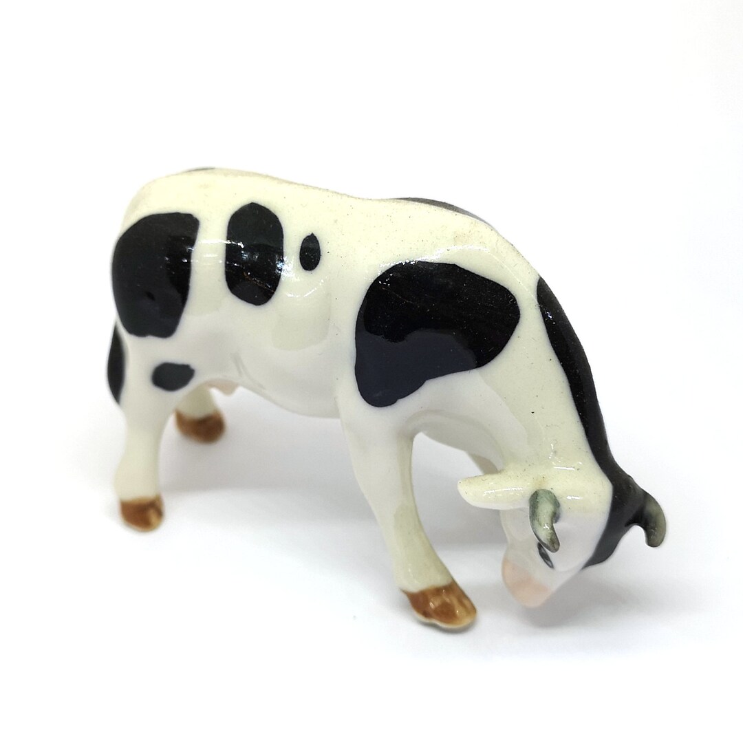 Handmade Ceramic Cow Figurine: Farm Animal Decor, Collectible Miniature ...