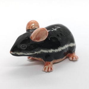 ZOOCRAFT Ceramic Black Rat Mice Figurine Hand Painted Miniature ...
