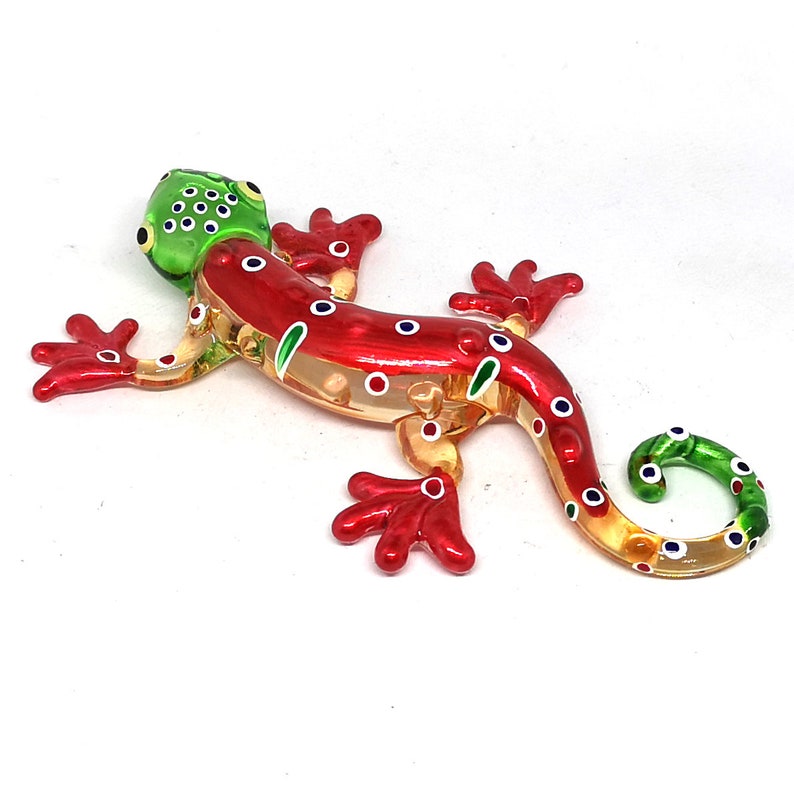 Hand Blown Glass Gecko Figurine Miniature Lizard Animal | Etsy