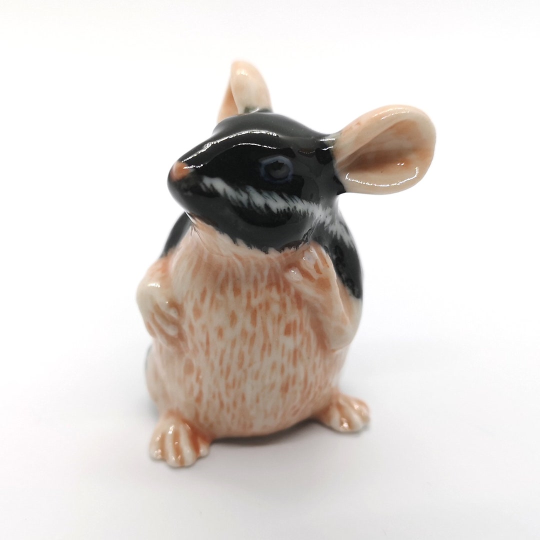 ZOOCRAFT Ceramic Black Rat Mice Figurine Hand Painted Miniature ...