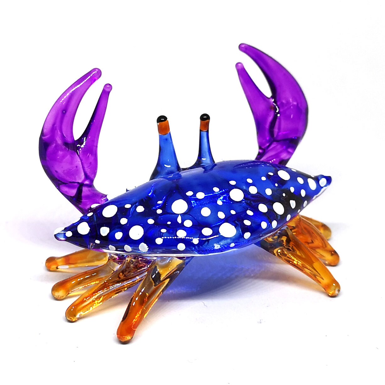Glass Crab Figurine Purple Hand Blown Painted Art Miniature | Etsy