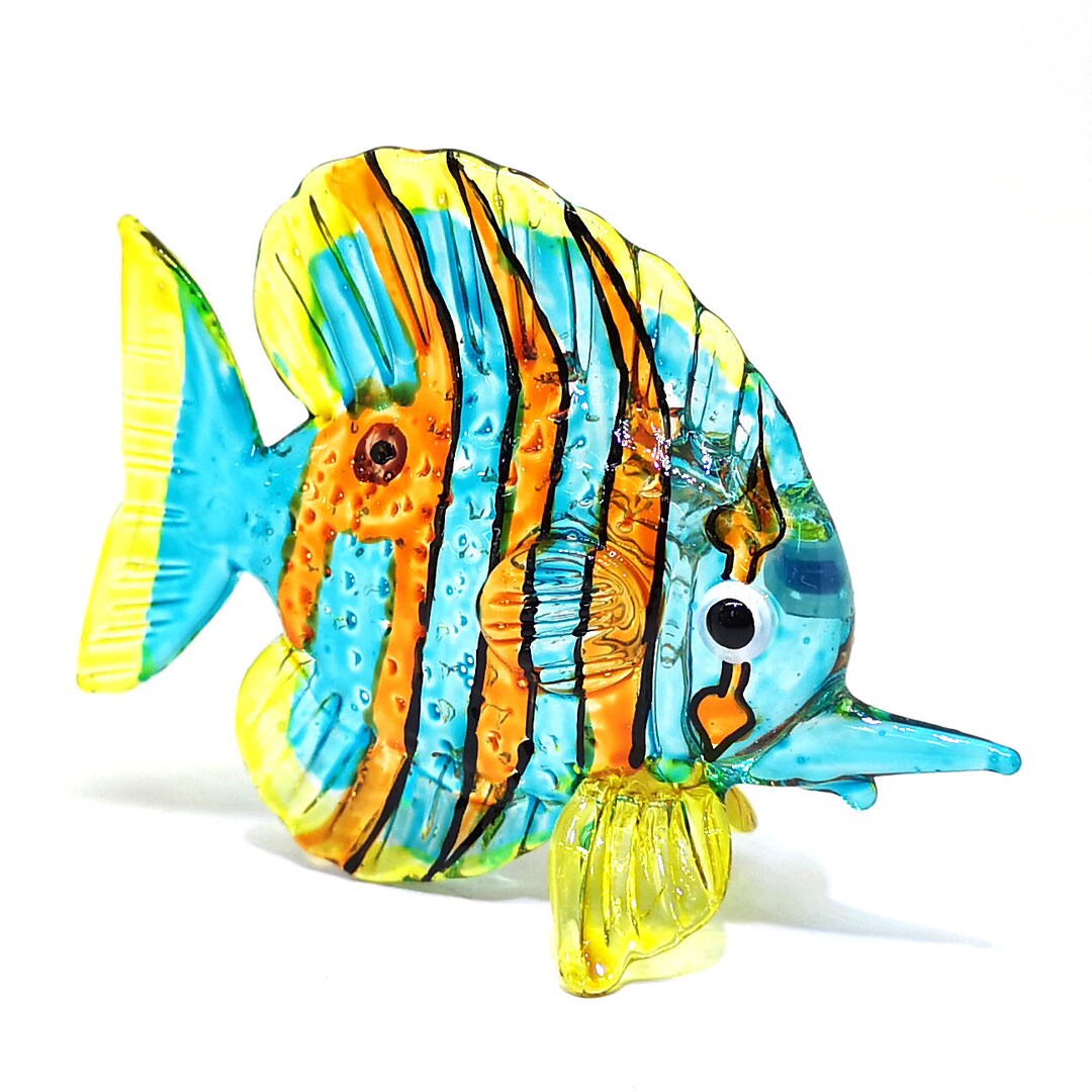 Glass Sea Fish Figurine Collectible - Hand Blown Art Glass - Ocean ...