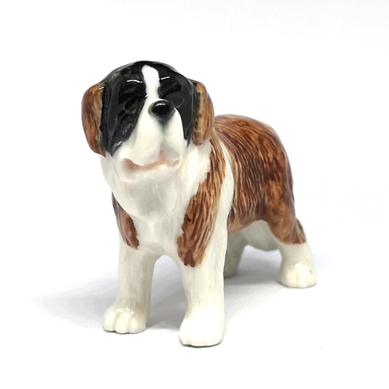 Saint Bernard Dog Ceramic Figurine Standing Hand Painted - Etsy
