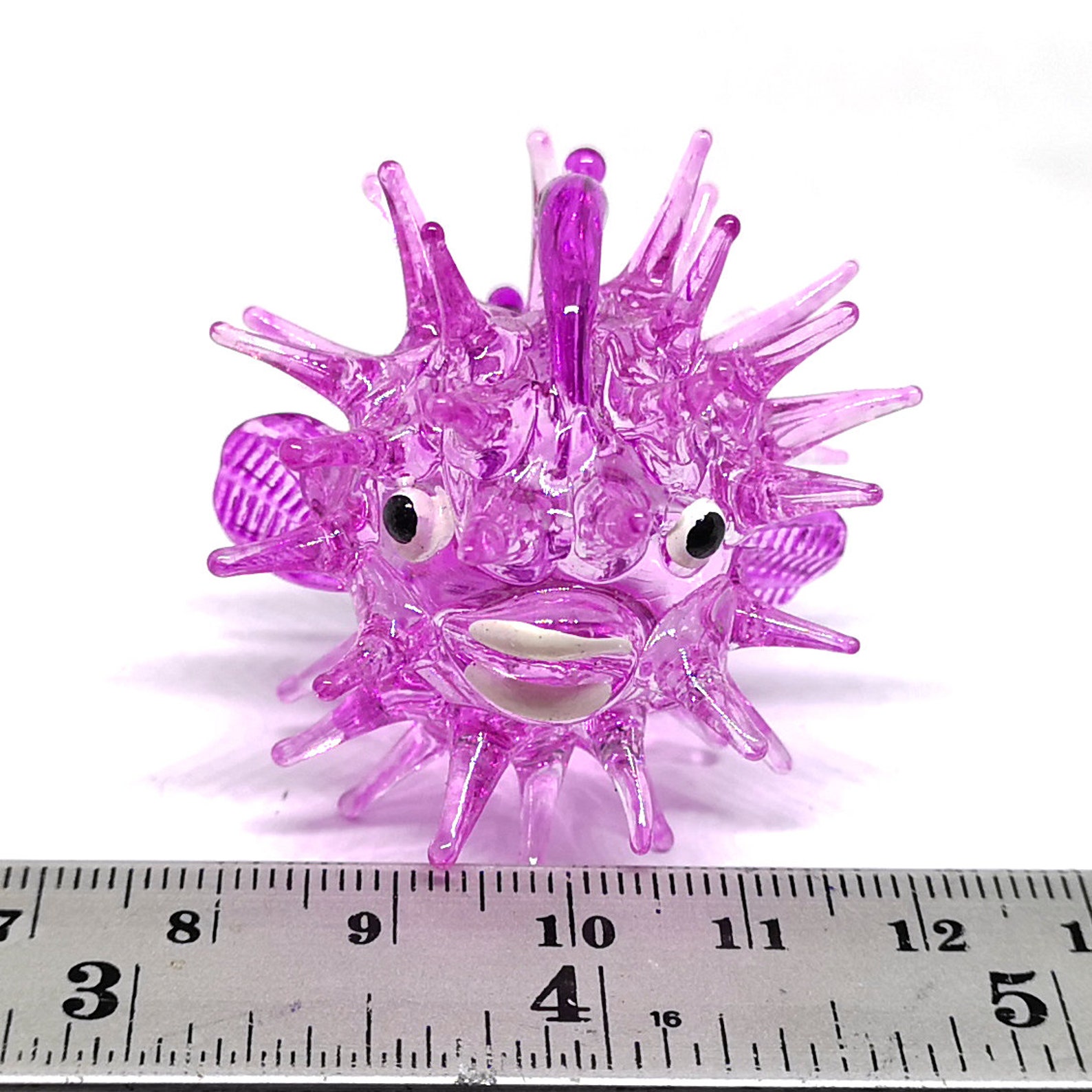 Hand Blown Glass Puffer Fish Figurine: Purple Miniature Sculpture - Etsy