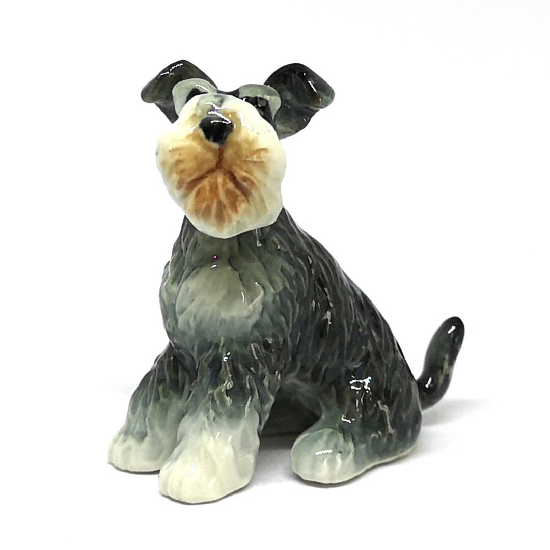 ZOOCRAFT Collectible Ceramic Schnauzer Dog Figurine Animals Sitting ...