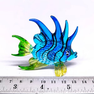 ZOOCRAFT Handcrafted Blue Glass Fish Figurine Exquisite Hand Blown ...