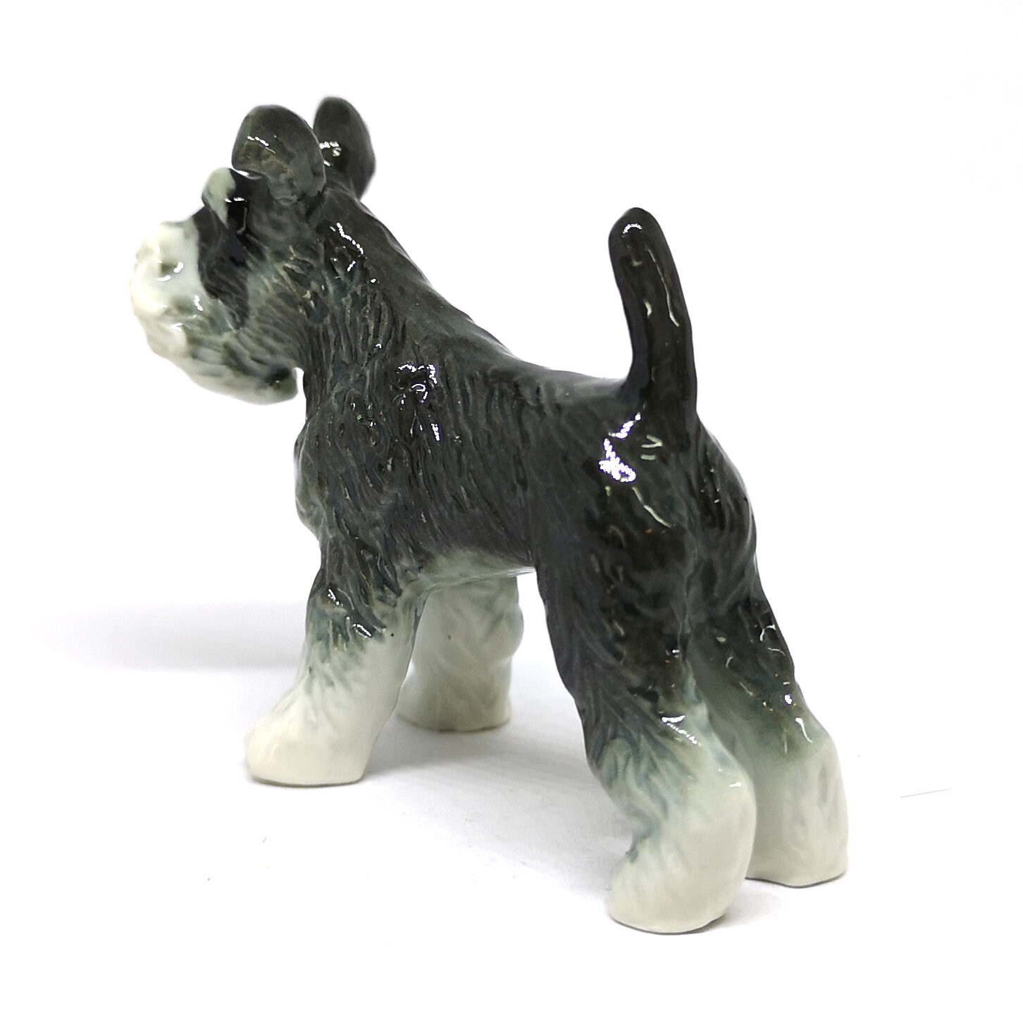 ZOOCRAFT Miniatures Collectible Ceramic Schnauzer Dog Figurine Animals ...