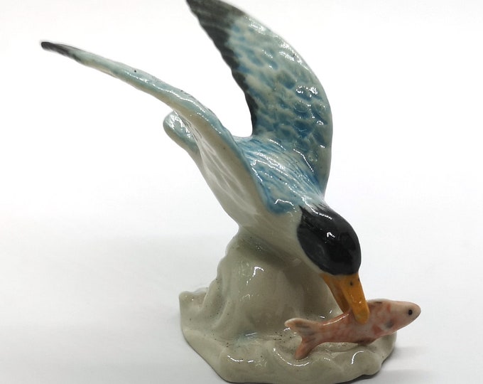 ZOOCRAFT Ceramic Seagull Bird Figurine Handmade Miniature Porcelain ...