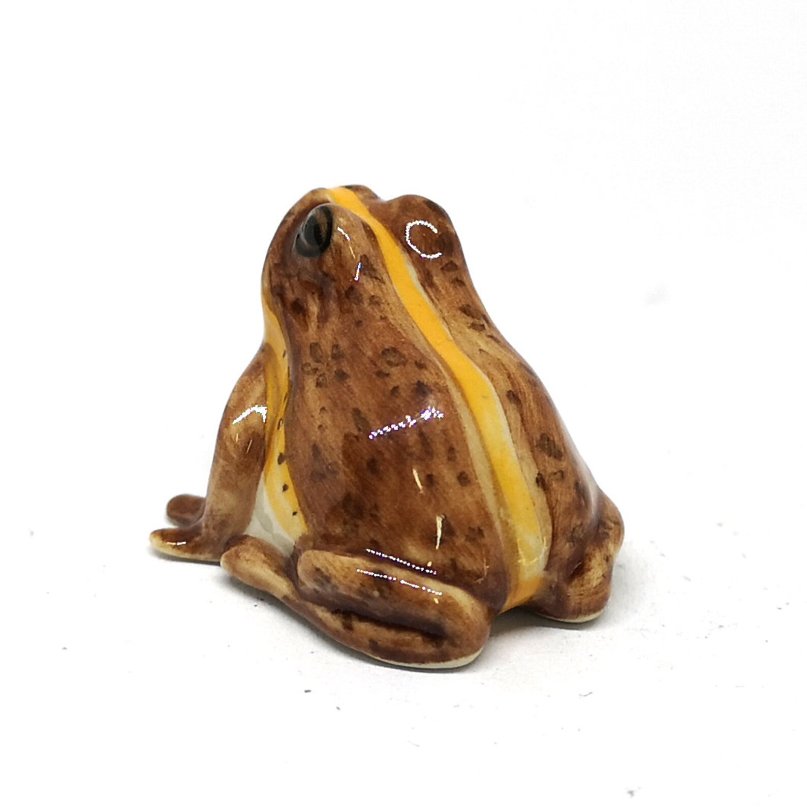 ZOOCRAFT Miniature Ceramic Frog Figurine Brown Animal Collectible ...