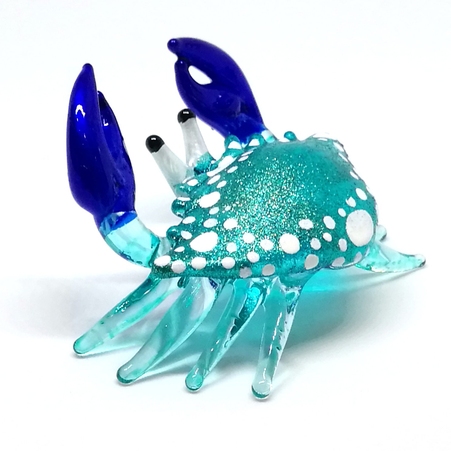 Handmade Hand Blown Art Glass Marine Animal 4 Glass Crab Figurine Glass ...