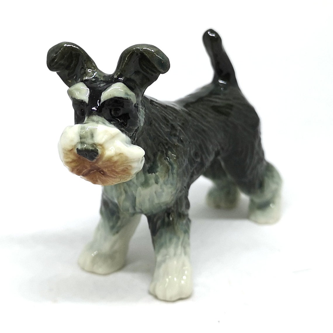 ZOOCRAFT Miniatures Collectible Ceramic Schnauzer Dog Figurine Animals ...