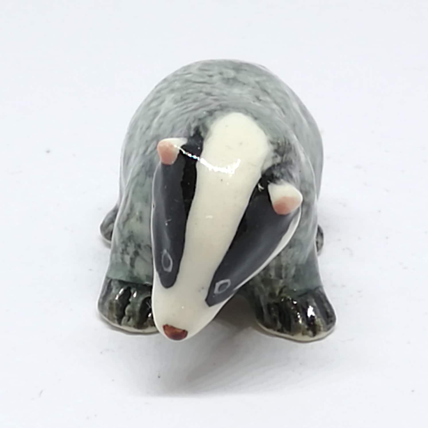ZOOCRAFT Tiny Ceramic Badger Figurine Craft Miniature | Etsy