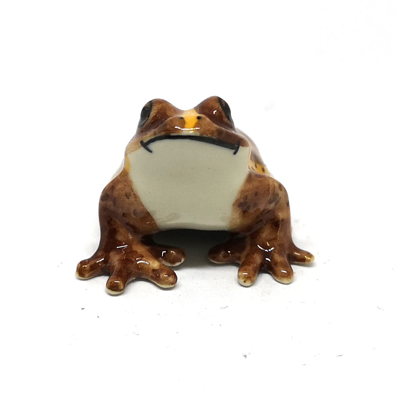 ZOOCRAFT Miniature Ceramic Frog Figurine Brown Animal Collectible ...