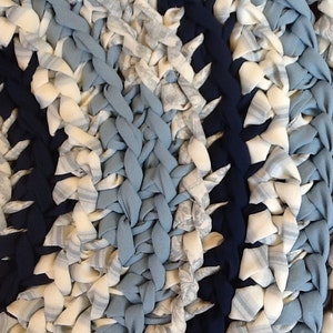 Rag Rug, Blue 22.5 Crocheted Round Rag Rug, Nursery Rug, Cottage Chic ...