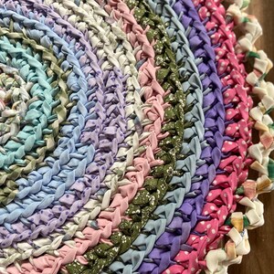 Rag Rug, Multi-colored Rag Rug, 28.5" Crocheted Round Rag Rug, Cottage ...