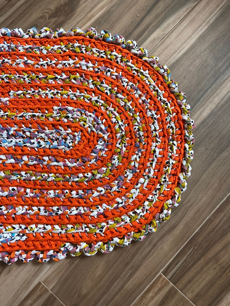 Orange Rag Rug 27 X 45' Crocheted Oval Rag Rug - Etsy